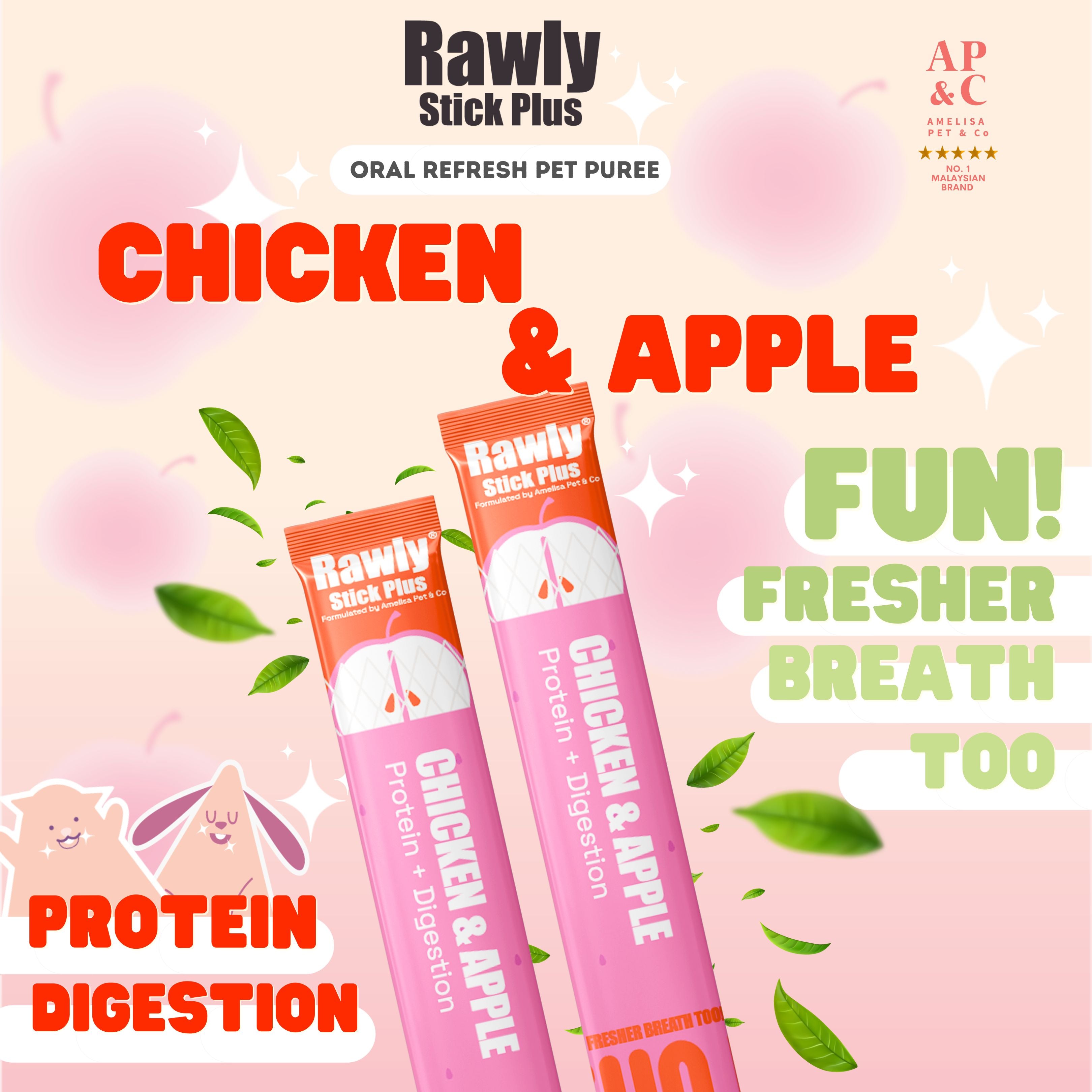 Rawly Stick PLUS | Creamy Cat Puree | Chicken & Apple – THE RUFF CLUB